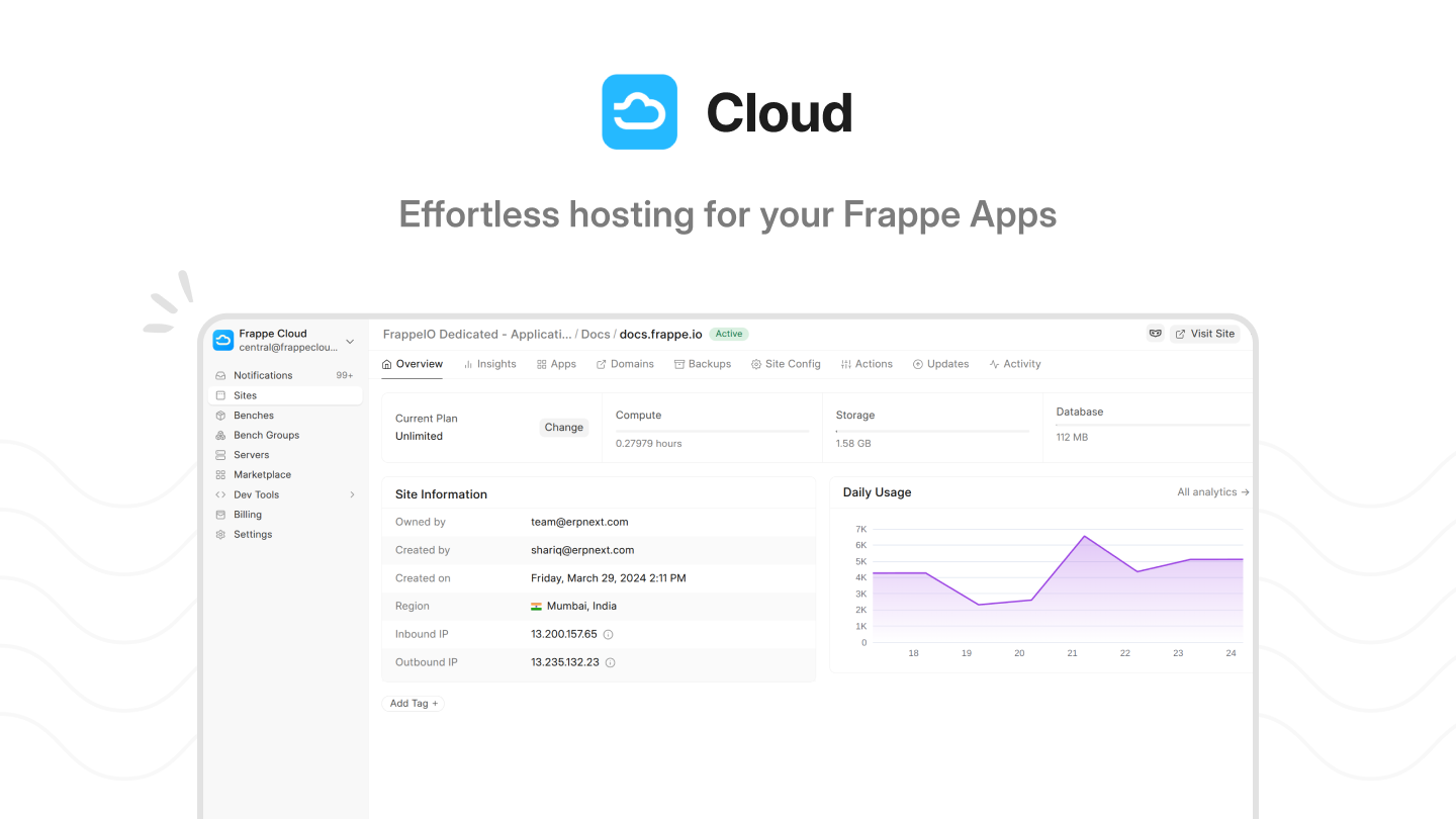 Hassle-free hosting for Frappe Apps