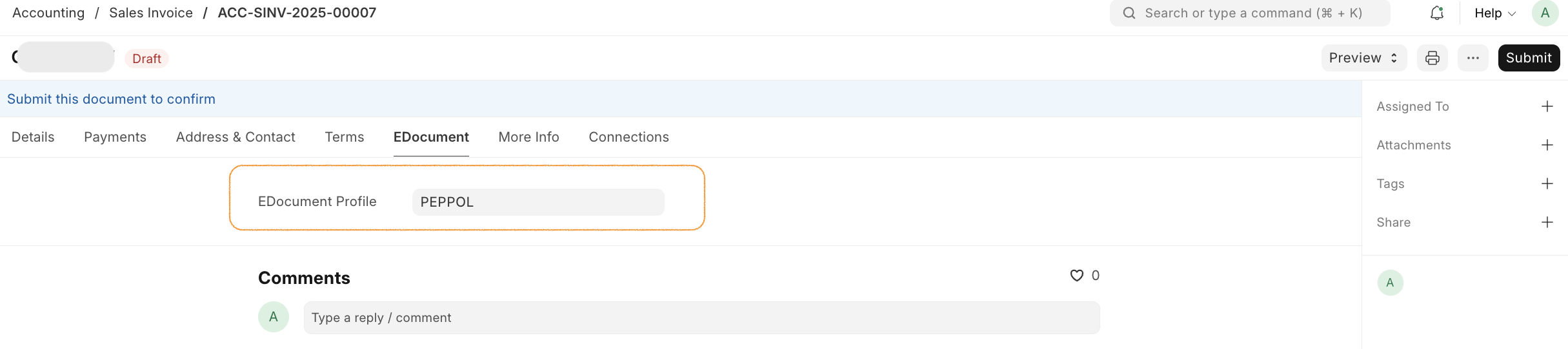 EDocument (Peppol E-Invoicing xml generation) | Frappe Cloud Marketplace