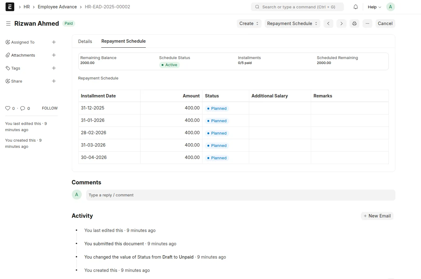 Employee Advance Enhanced | Frappe Cloud Marketplace